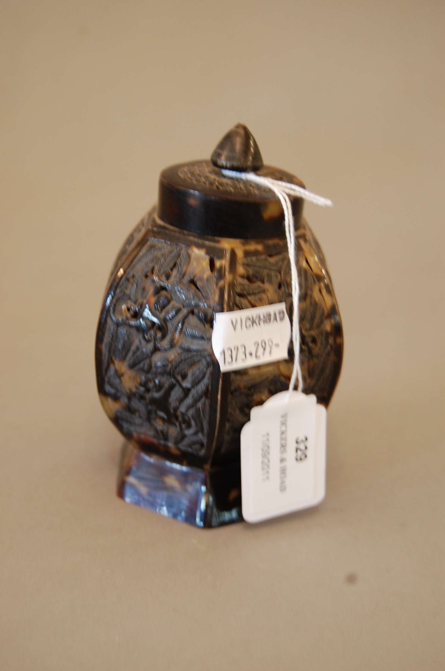 Ornate Chinese tortoise shell pierced container - Vickers & Hoad ...